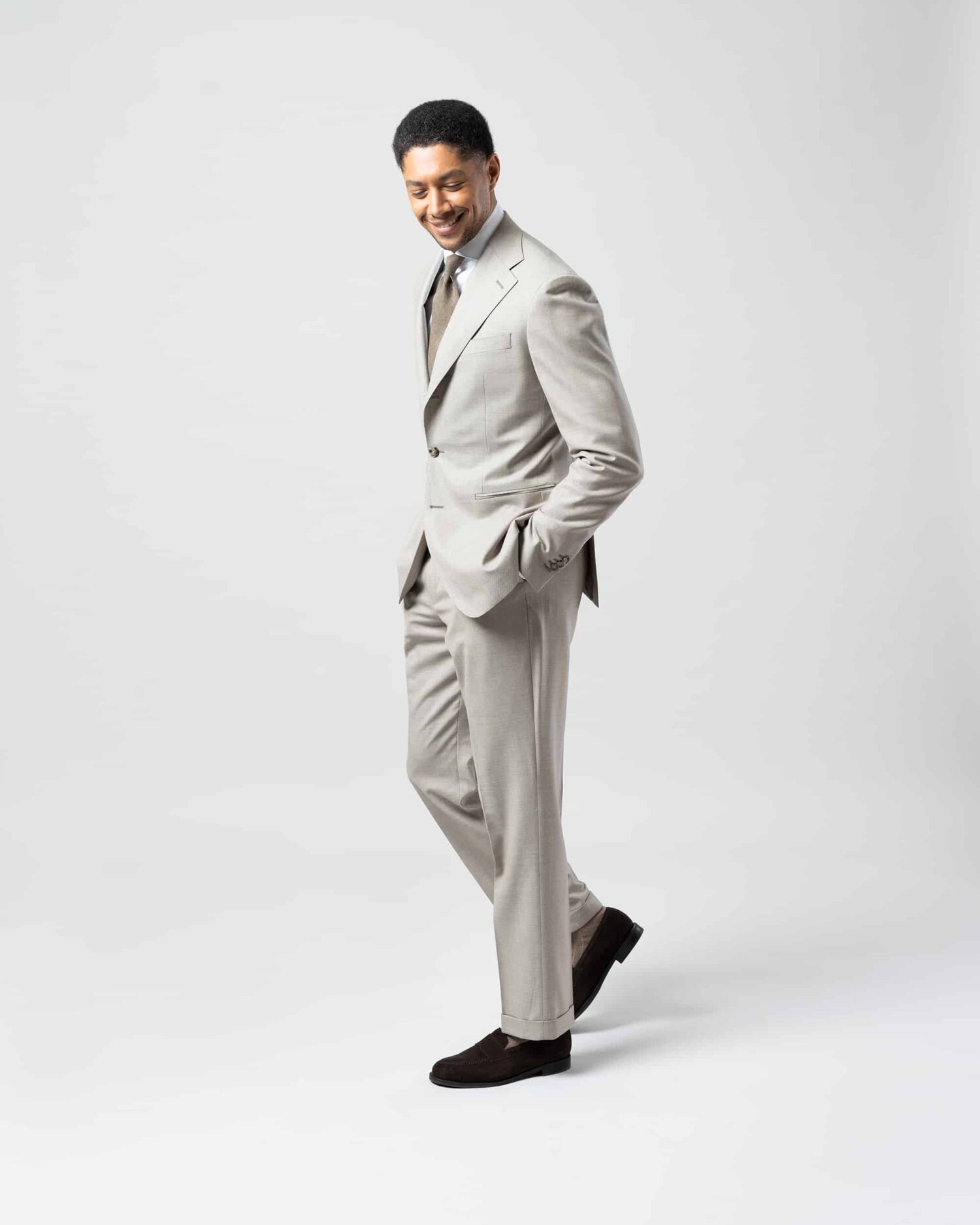 Custom tailored Suit panama greige