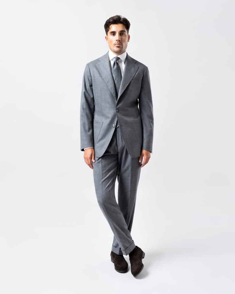 Custom tailored Suit flannel mid grey Blugiallo