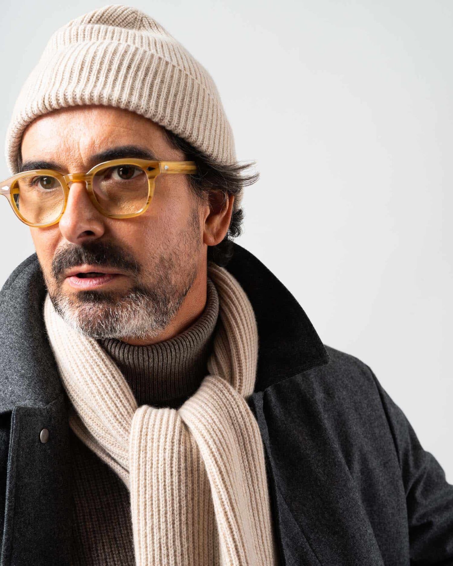 Custom tailored Beanie beige pure cashmere Blugiallo