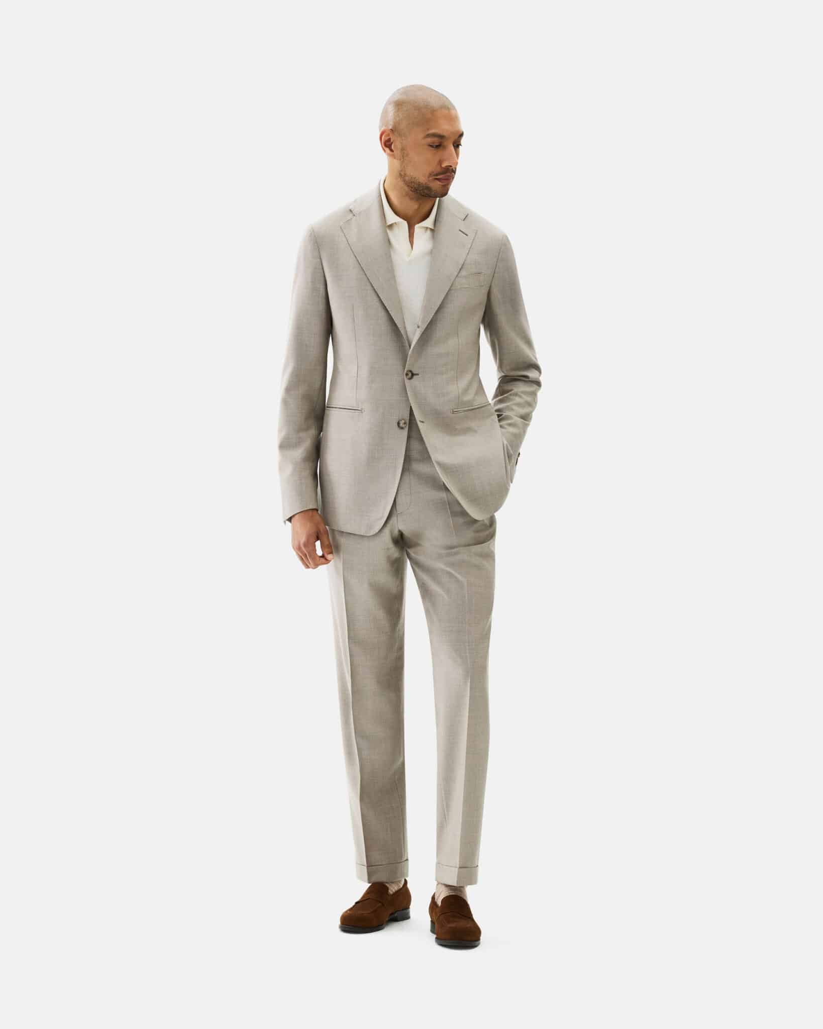 Custom tailored Suit panama greige