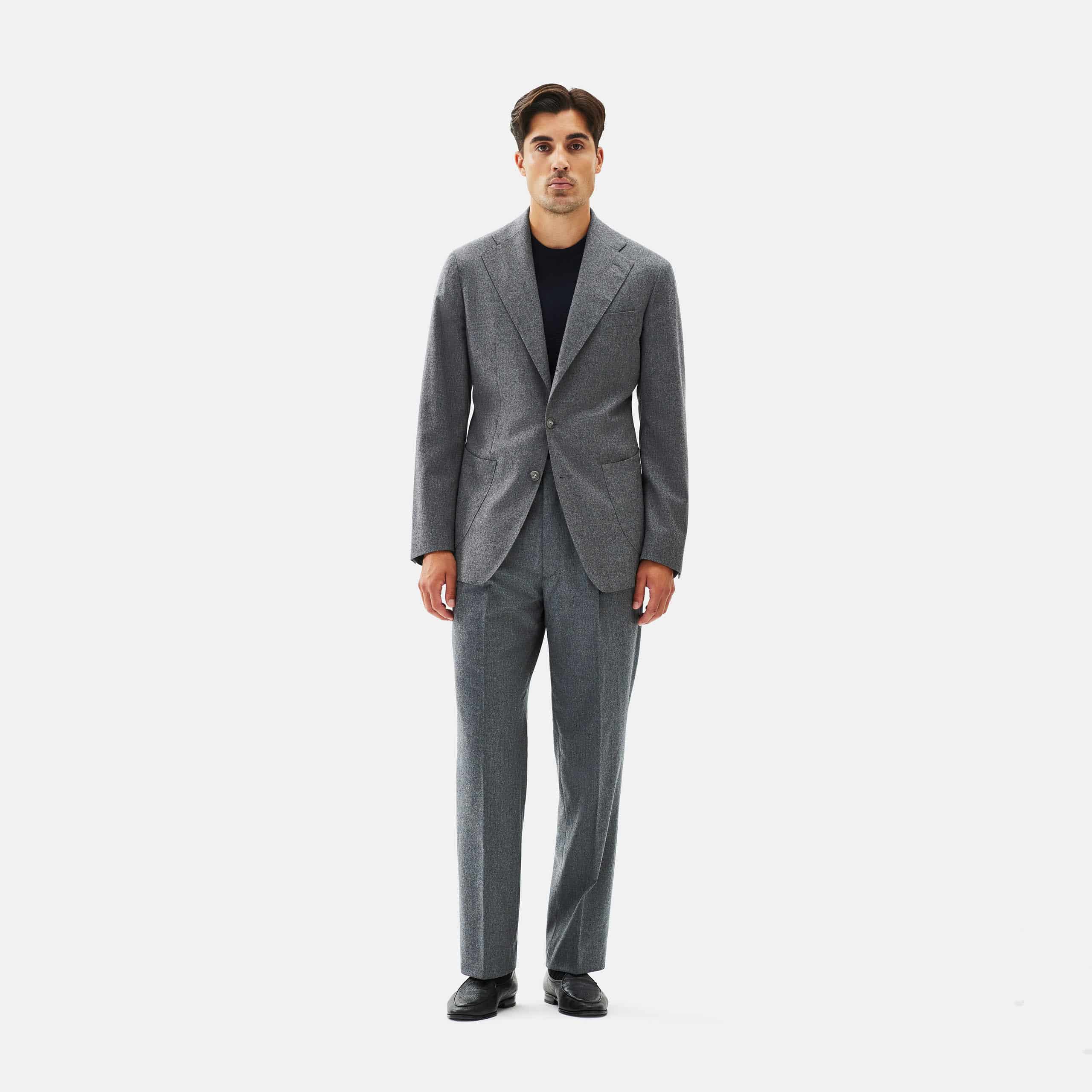 Custom Made Signature flannel suit mid grey brushed wool