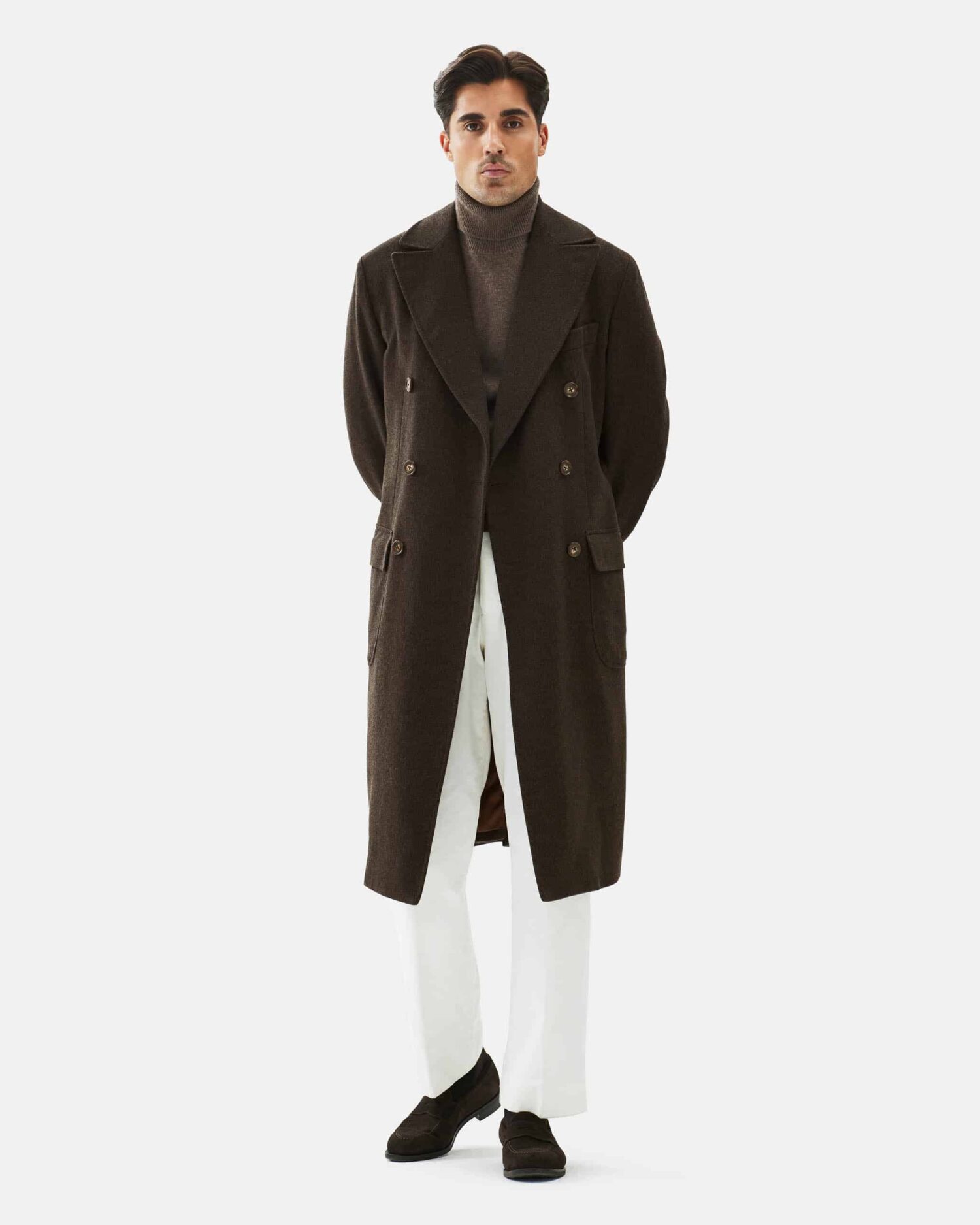 Custom tailored Overcoat wool dark brown